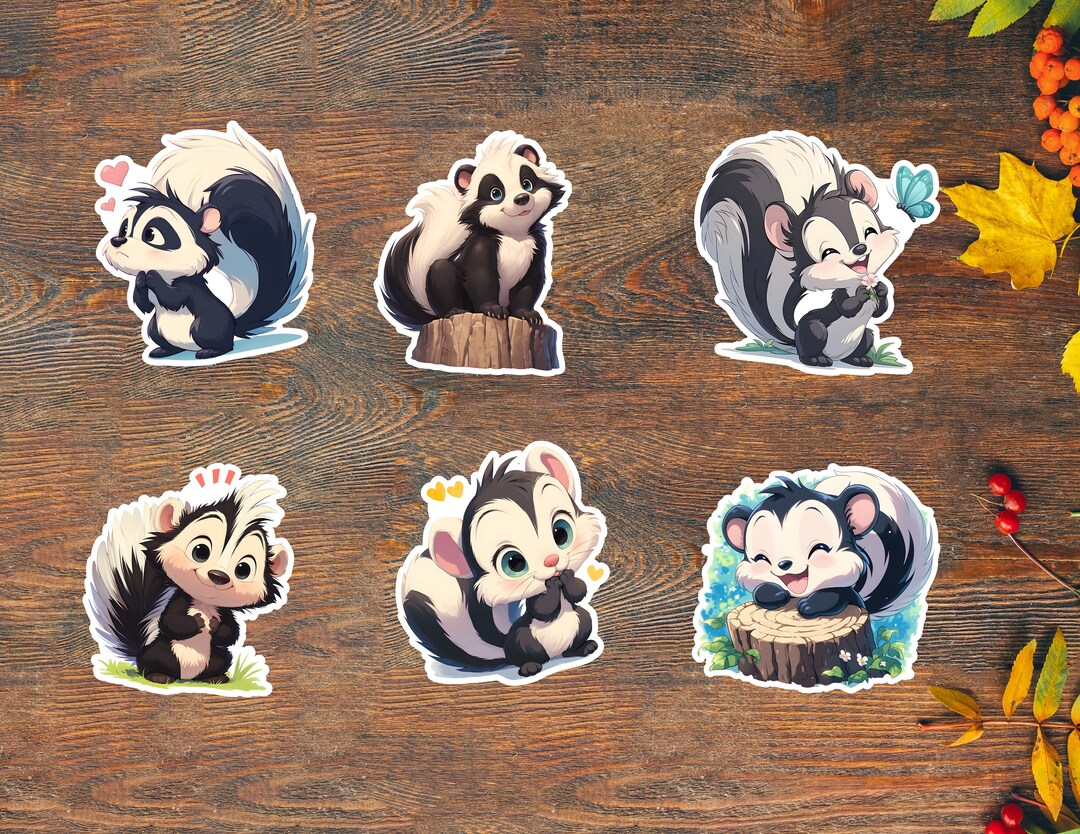 Cute Skunk Sticker Set: 6 Adorable Skunks for a Charming Touch of ...