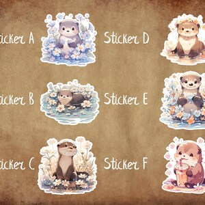 Cute Otter Sticker Set: 6 Adorable Otters With Flowers for a Charming ...