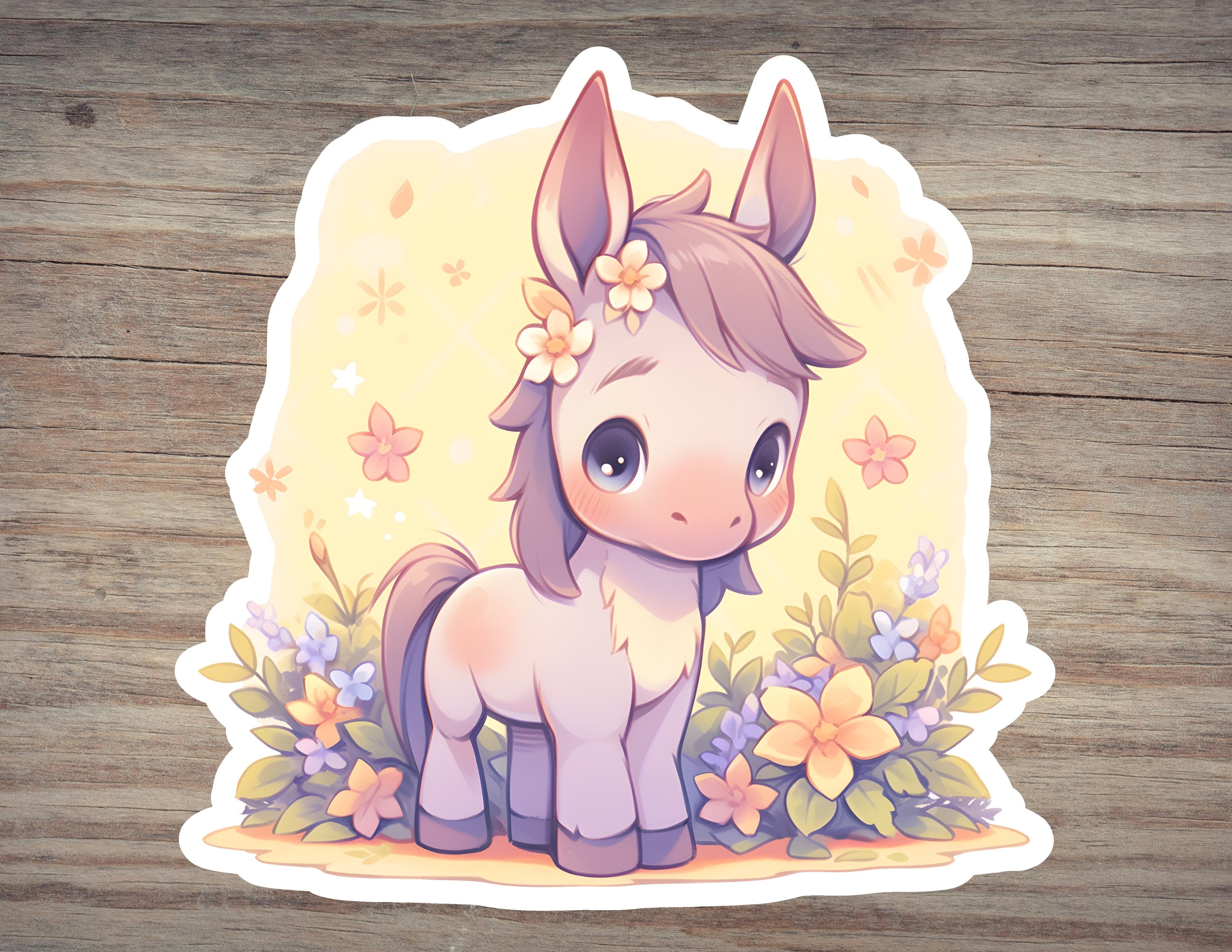 Cute Donkey Sticker Set: 6 Adorable Donkey With Flowers for a Charming ...