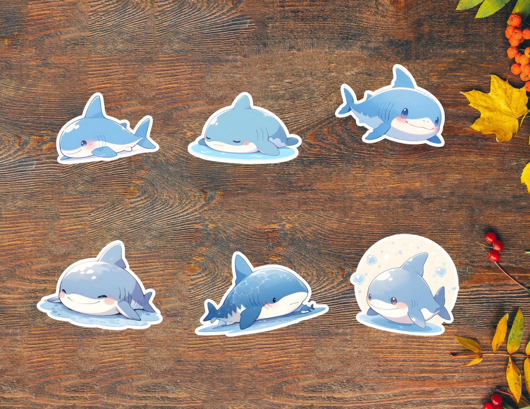 Cute Shark Sticker Set - Adorable Kawaii Shark Stickers | Ocean Animal ...