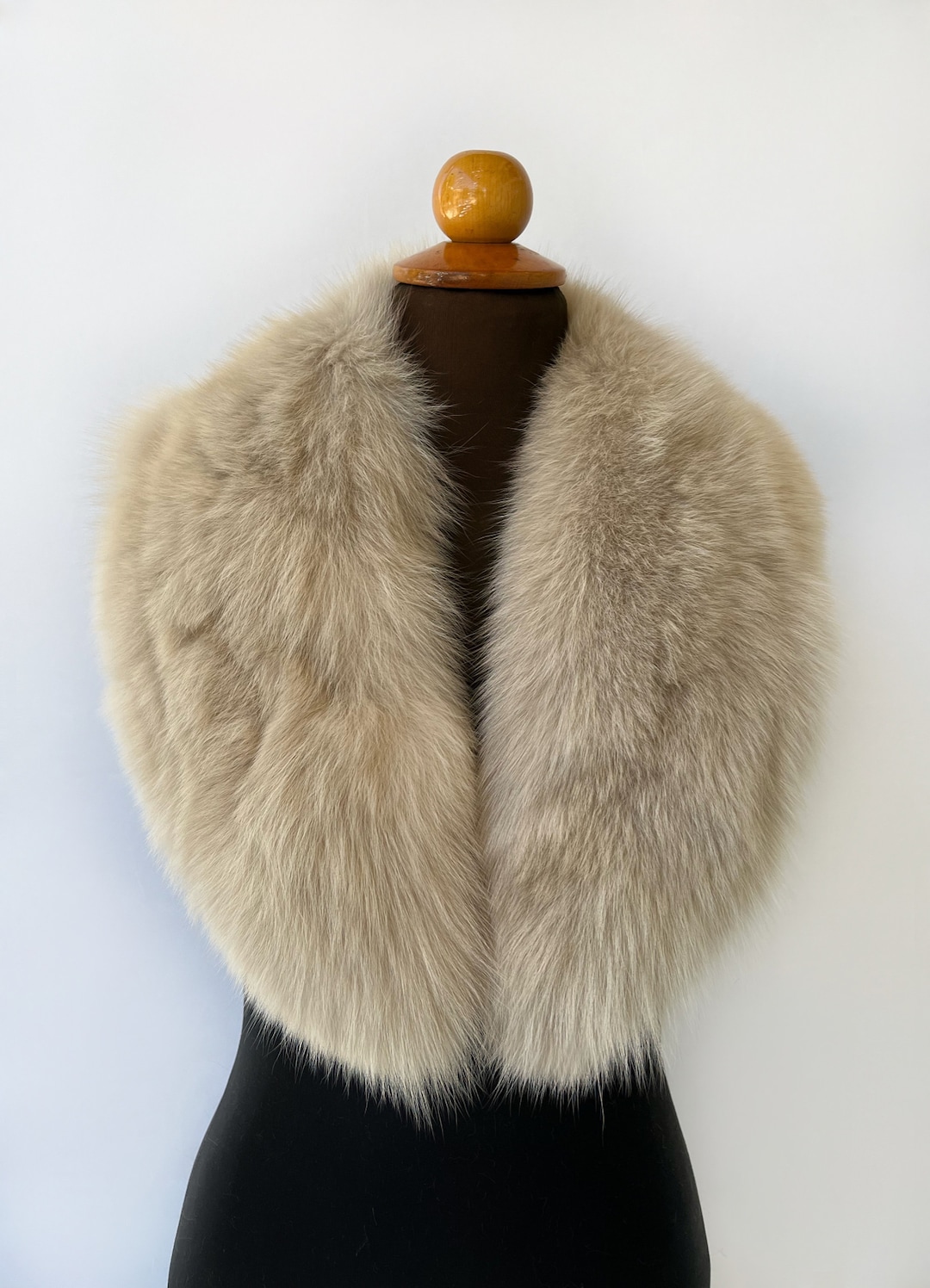 Beige Color Fox Fur Collar, Real Fur Collar, Luxury Fur Collar, Women's ...