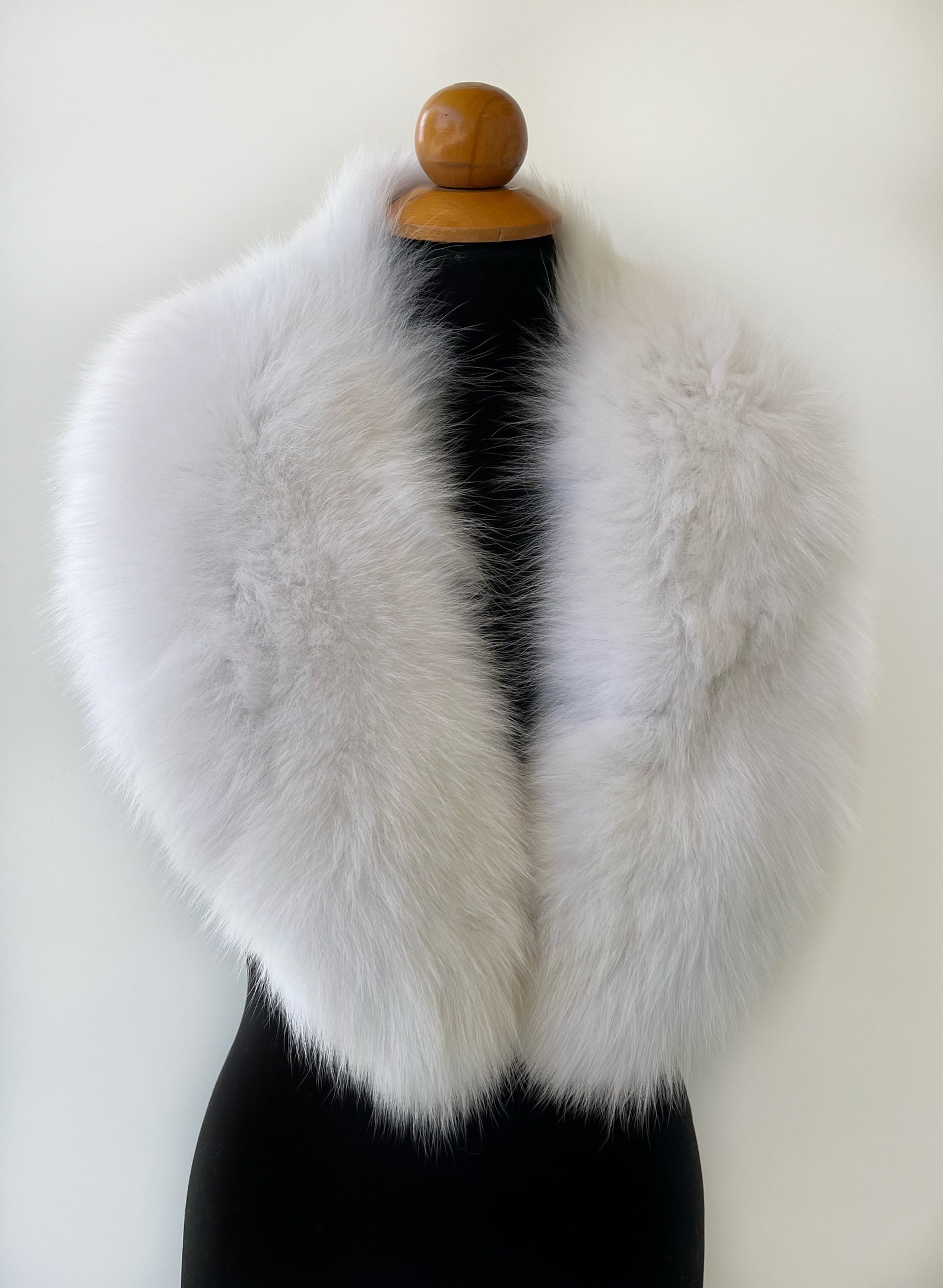 White Fox Fur Collar, White Fur Collar for Winter Coat, Luxury White ...