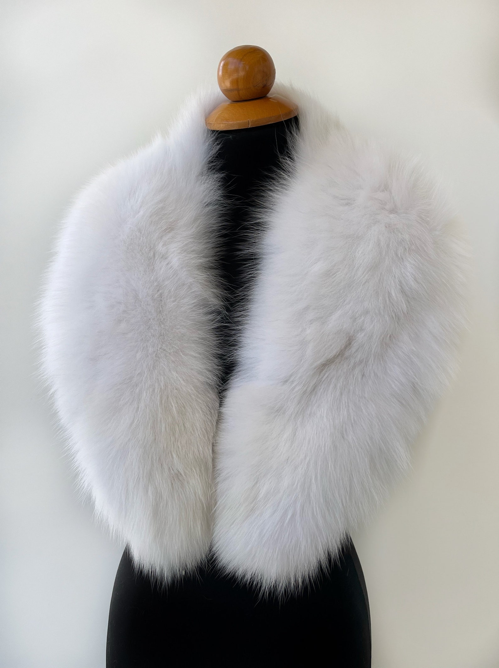 White Fox Fur Collar, White Fur Collar for Winter Coat, Luxury White ...