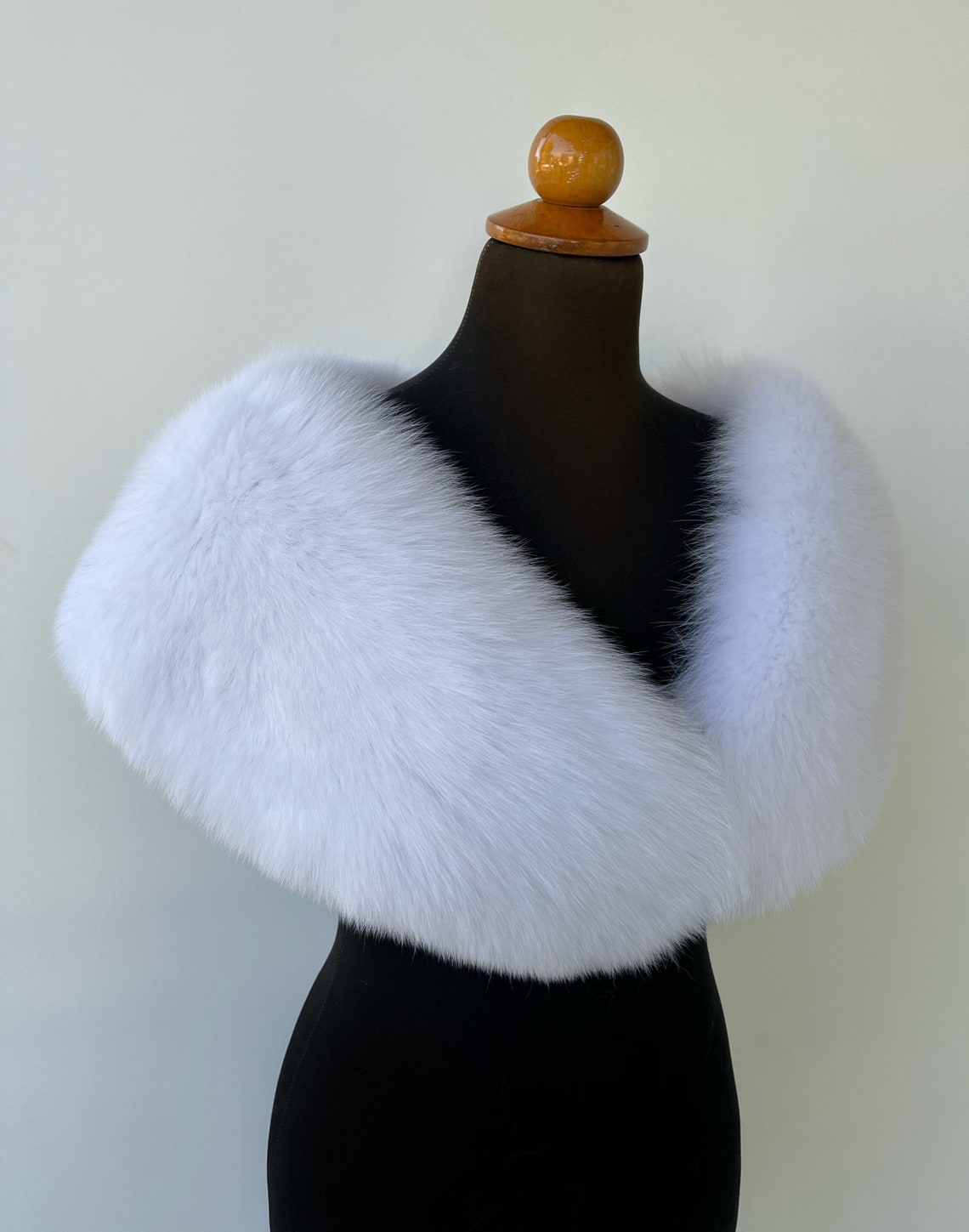 White Luxury Fox Fur Stole Bolero Collar, Wedding Fur Stole, Wedding ...