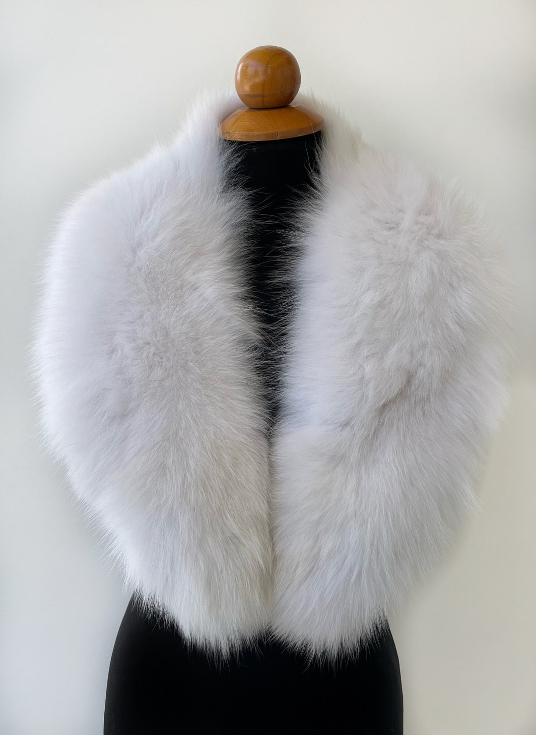 White Fox Fur Collar, White Fur Collar for Winter Coat, Luxury White ...