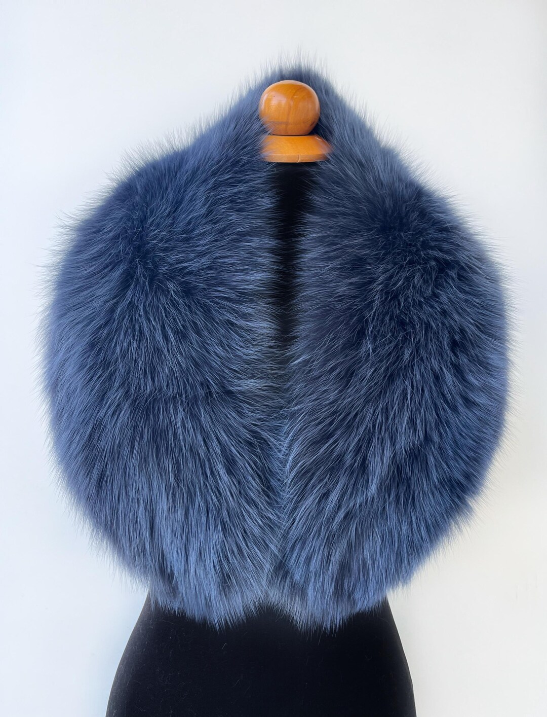 Navy Blue Detachable Fox Fur Collar for Women's Men's Winter Coat ...
