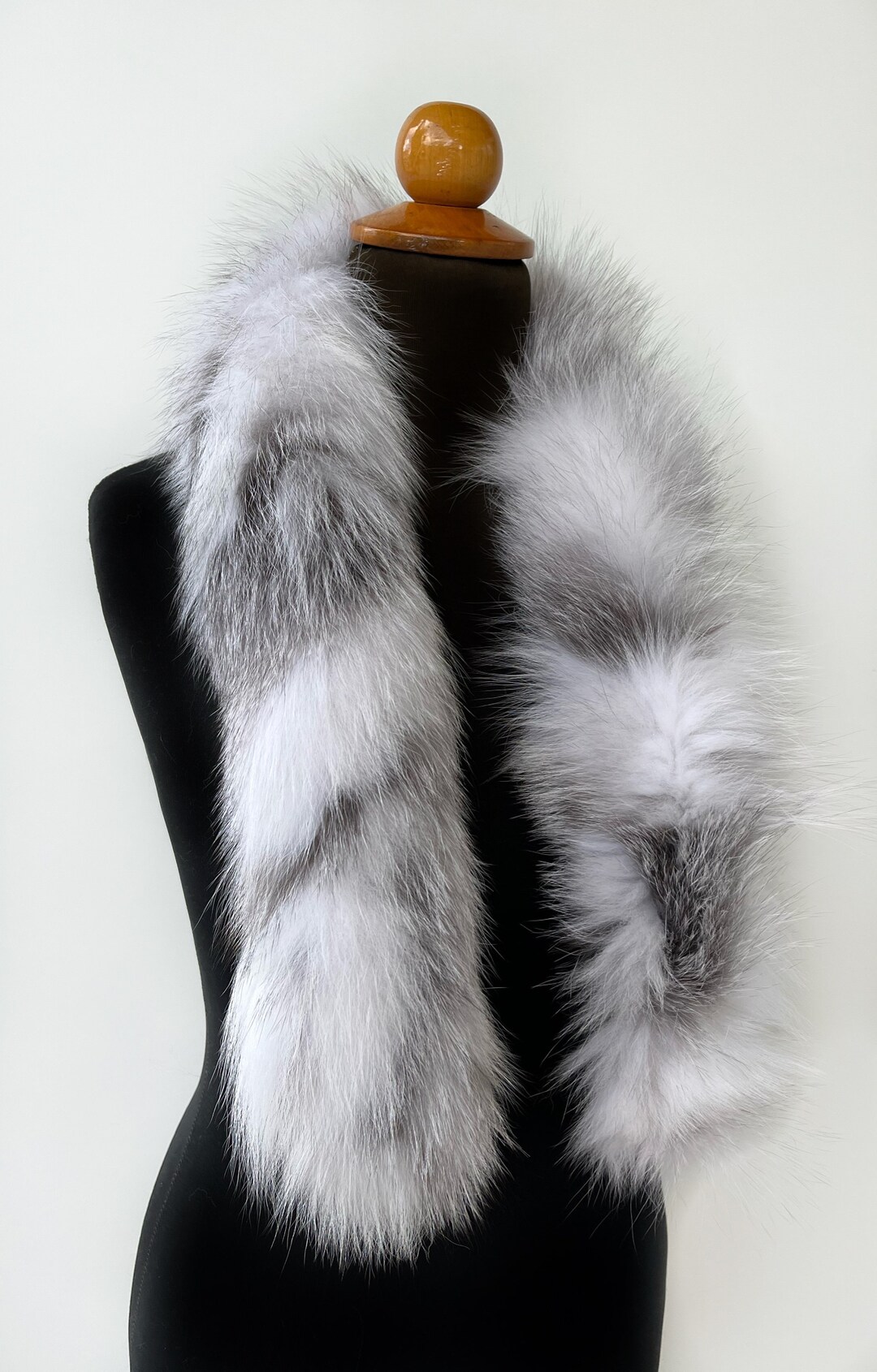 Detachable Fur for Jacket in Whitr Gray Color, White Gray Fur Trim for ...