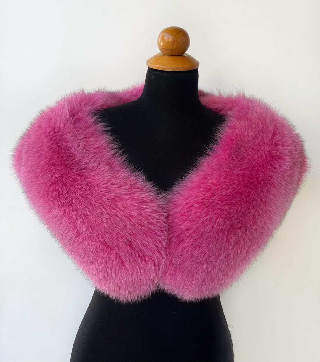 Pink Luxury Fox Fur Stole Bolero Collar, Pink Fur Stole, Pink Fur ...