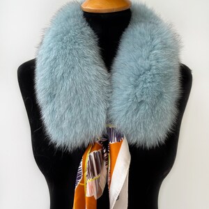 Blue Fox Fur Collar With Removable Scarf, Blue Fox Fur Collar for ...