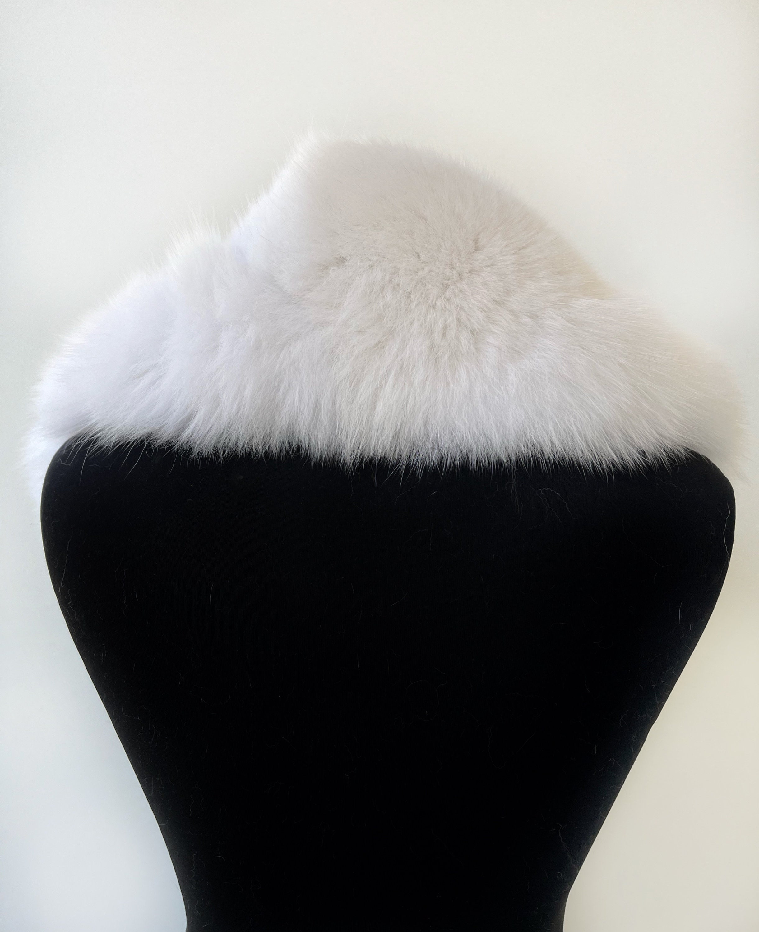White Fox Fur Collar, White Fur Collar for Winter Coat, Luxury White ...