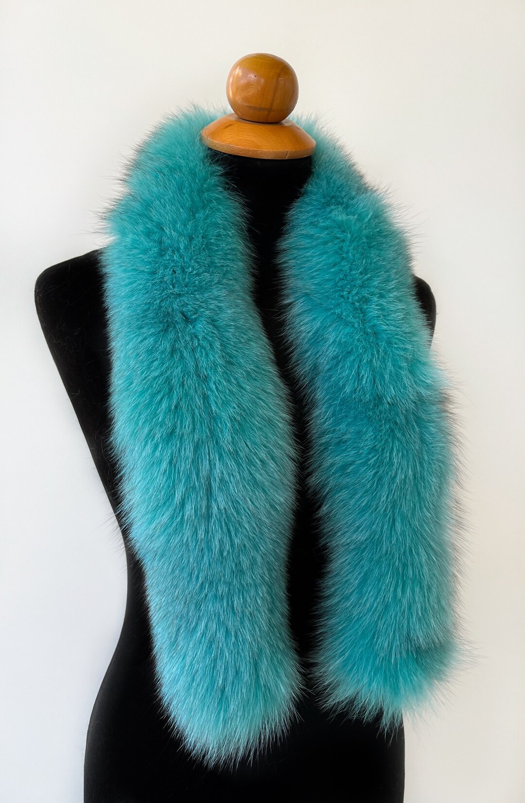 Fox Fur Hood Trim, Turquoise Fox Fur Trim Hood Stripe, Detachable ...