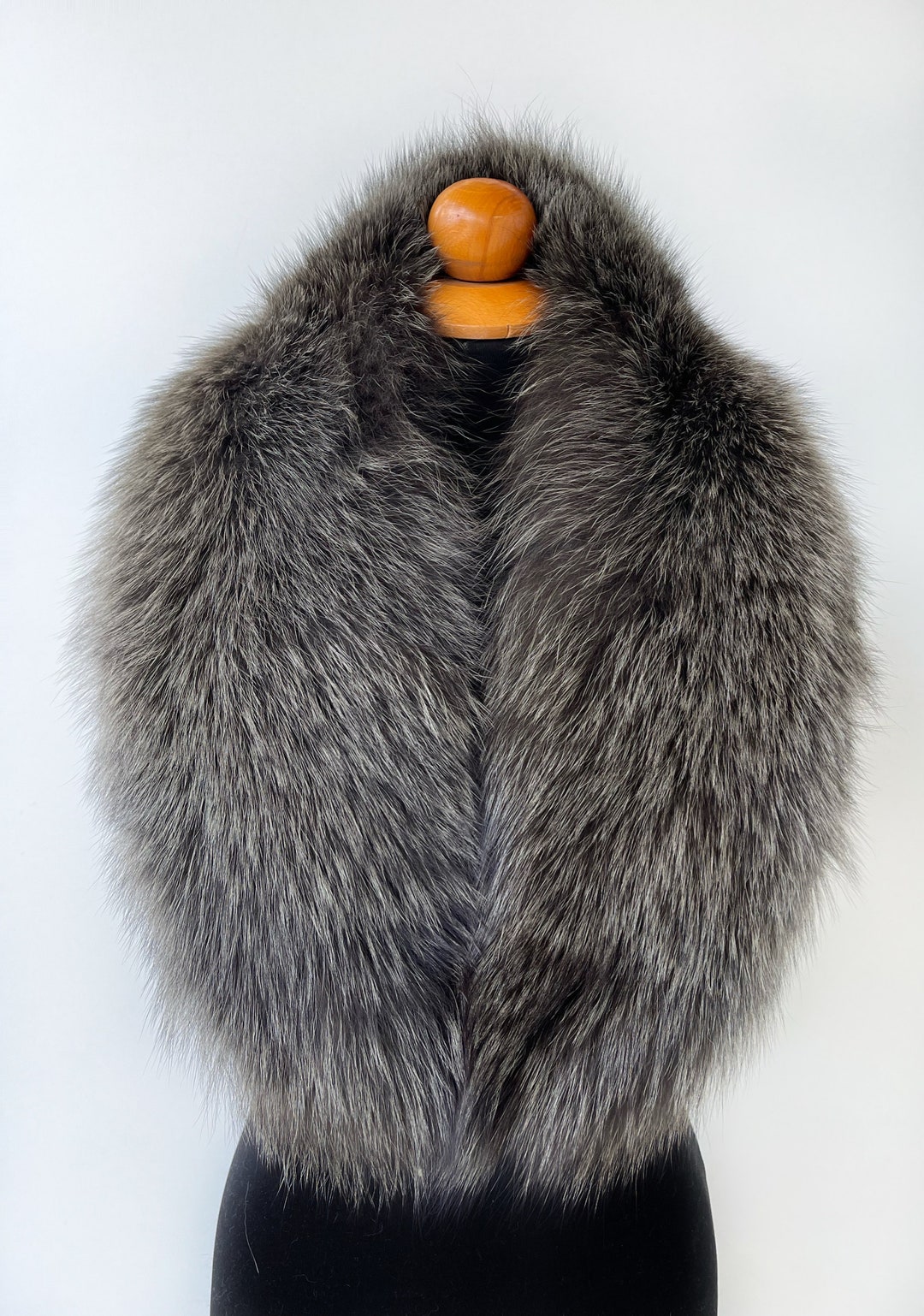 Green Detachable Luxury Fox Fur Collar Scarf, Fur Collar for Women's ...