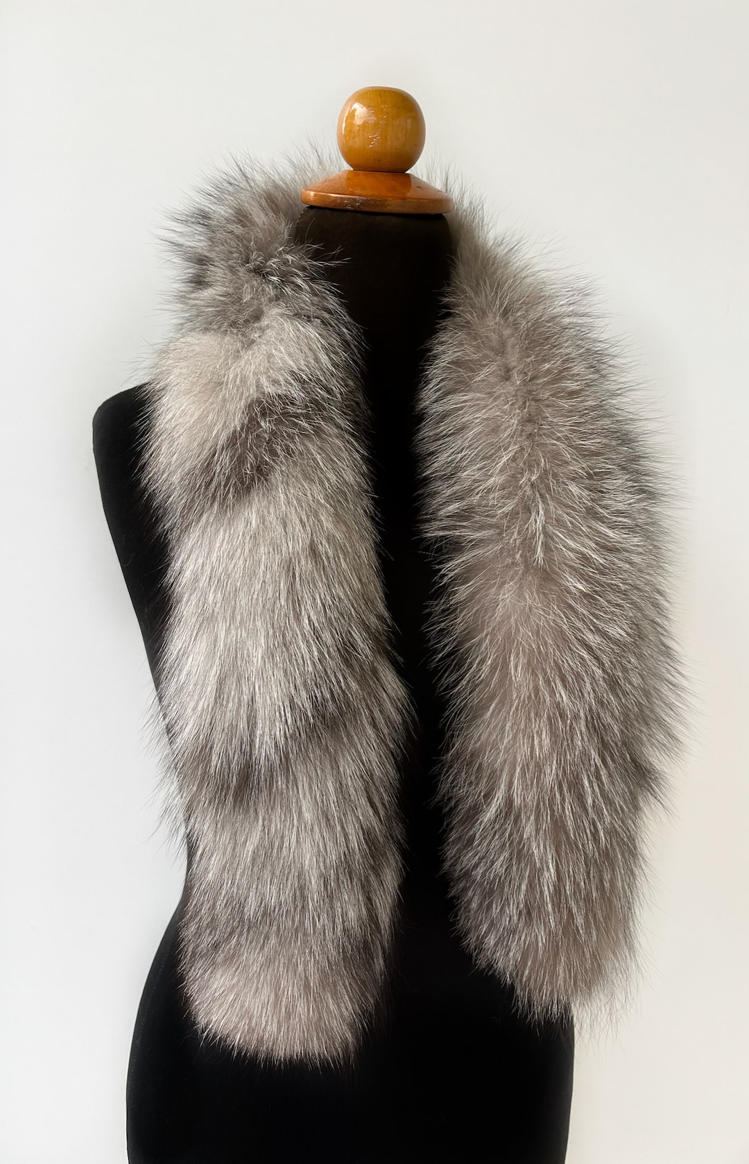 Detachable Gray Fox Fur Hood Trim, Real Fox Fur Hood Stripe, Gray Fur ...