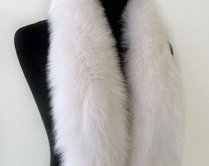 White Fox Fur Trim for Hood, Real Fox Fur Trim, Fox Fur for Jacket Hood ...