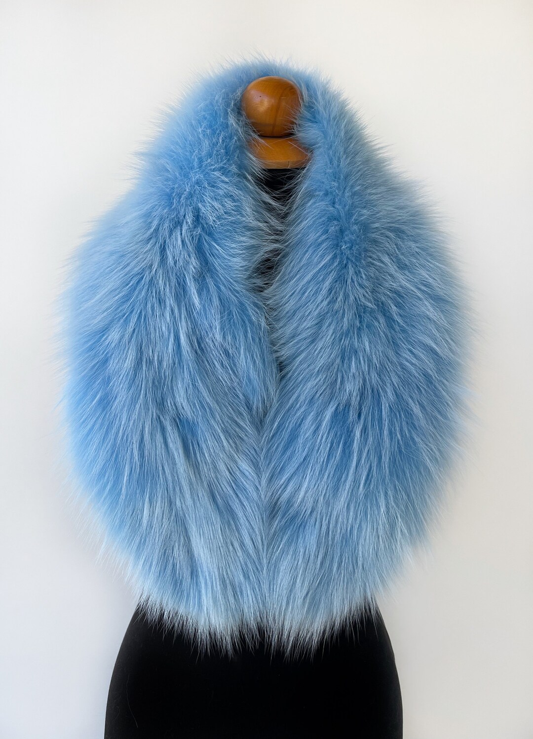 Blue Color Fox Fur Collar, Luxury Blue Fur Collar, Women's Blue Fur ...