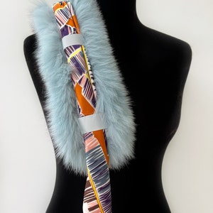 Blue Fox Fur Collar With Removable Scarf, Blue Fox Fur Collar for ...