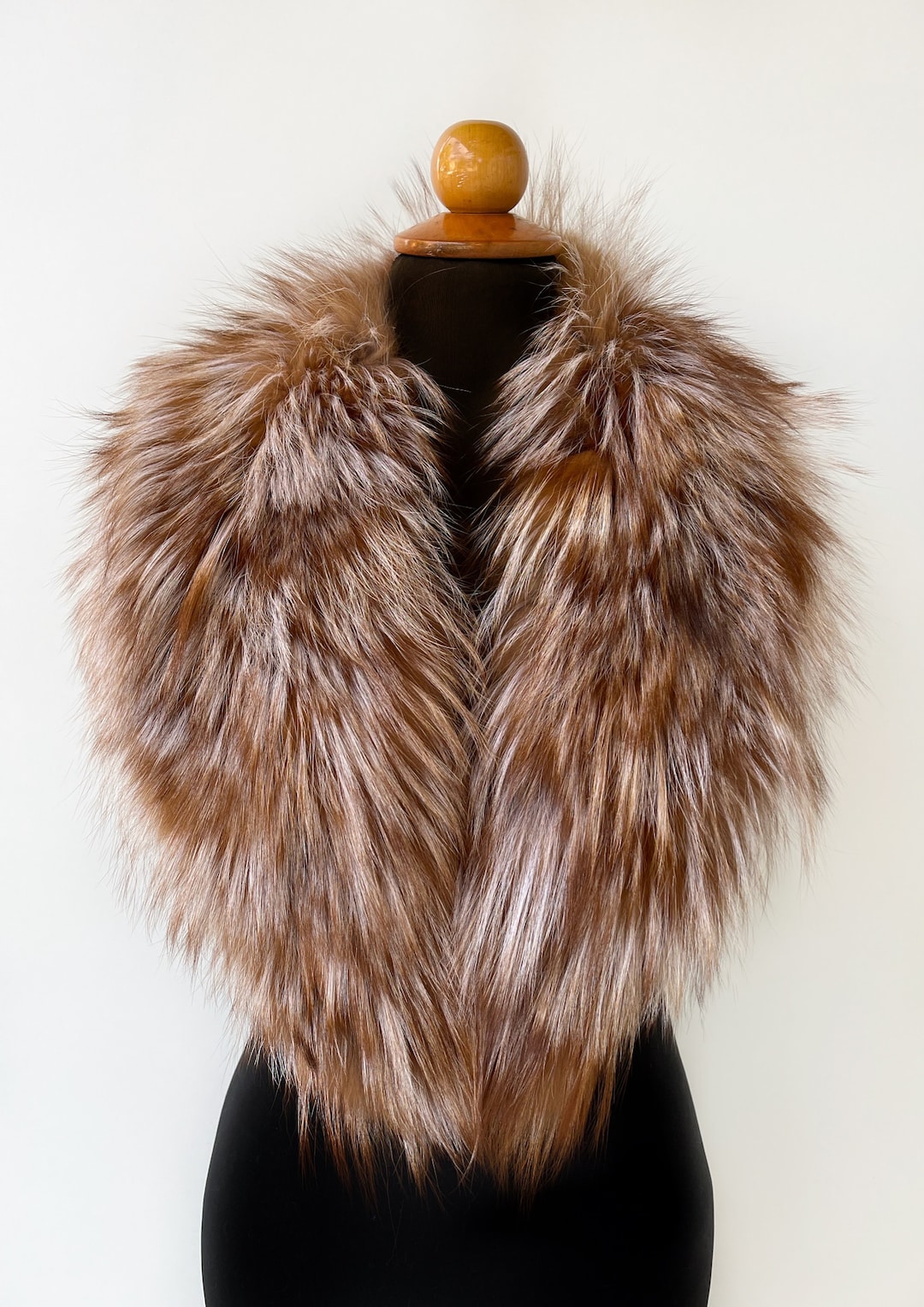 Crystal Fox Fur Collar, Brown Fox Fur Collar, Luxury Fur Collar, Fur ...
