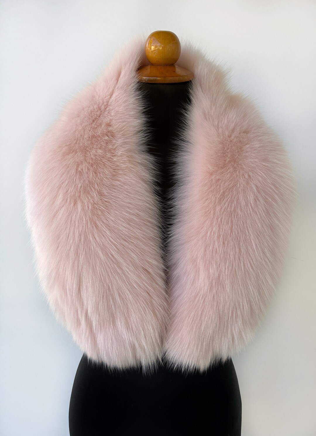 Light Pink Detachable Fur Collar, Pink Fox Fur Collar for Coat, Real ...