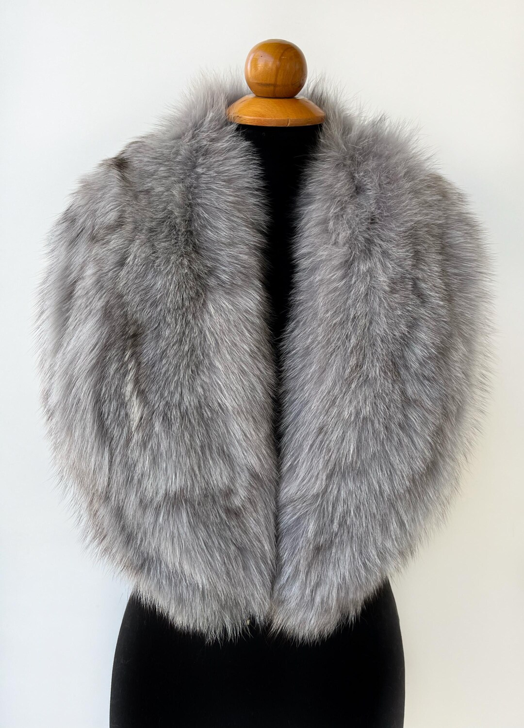 Gray Detachable Fox Fur Collar for Coat, Winter Luxury Fur Scarf, Fur ...