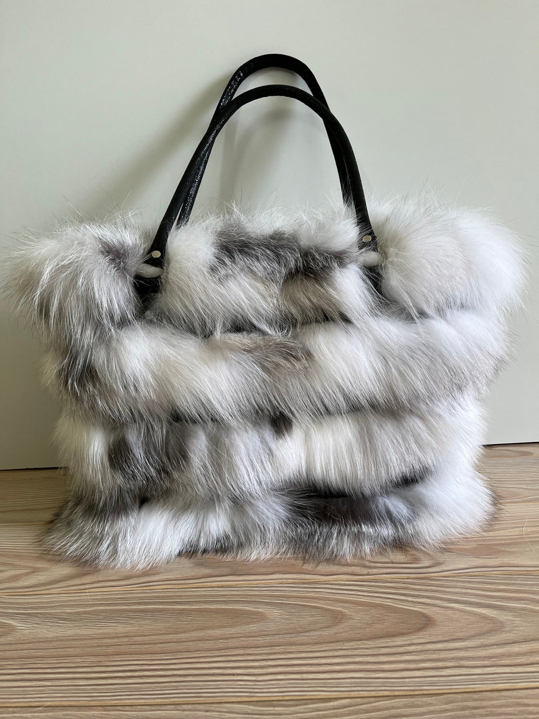 White Fox Fur Handbag Fox Fur Shoulder Bag Luxury Fur - Etsy