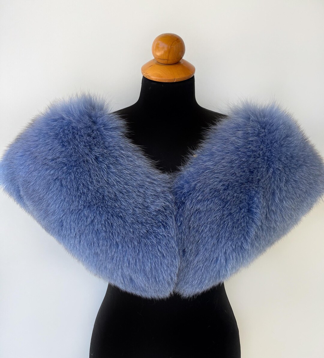 Blue Luxury Fox Fur Stole Bolero Collar, Blue Fur Stole, Blue Fur ...