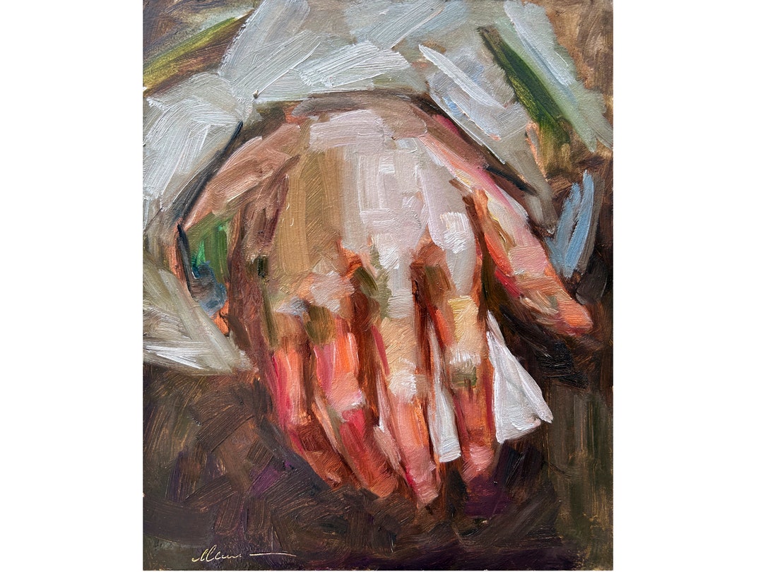 Body Painting ORIGINAL Hand Study Art Small Palm Oil Artwork Gift Wall ...