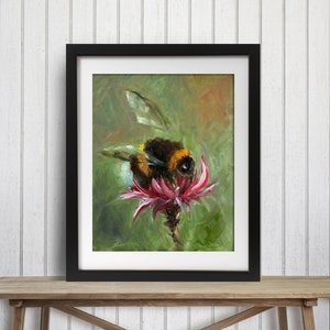 Bumblebee Painting ORIGINAL Bee Art Insect and Flower Oil Artwork 8x10 ...