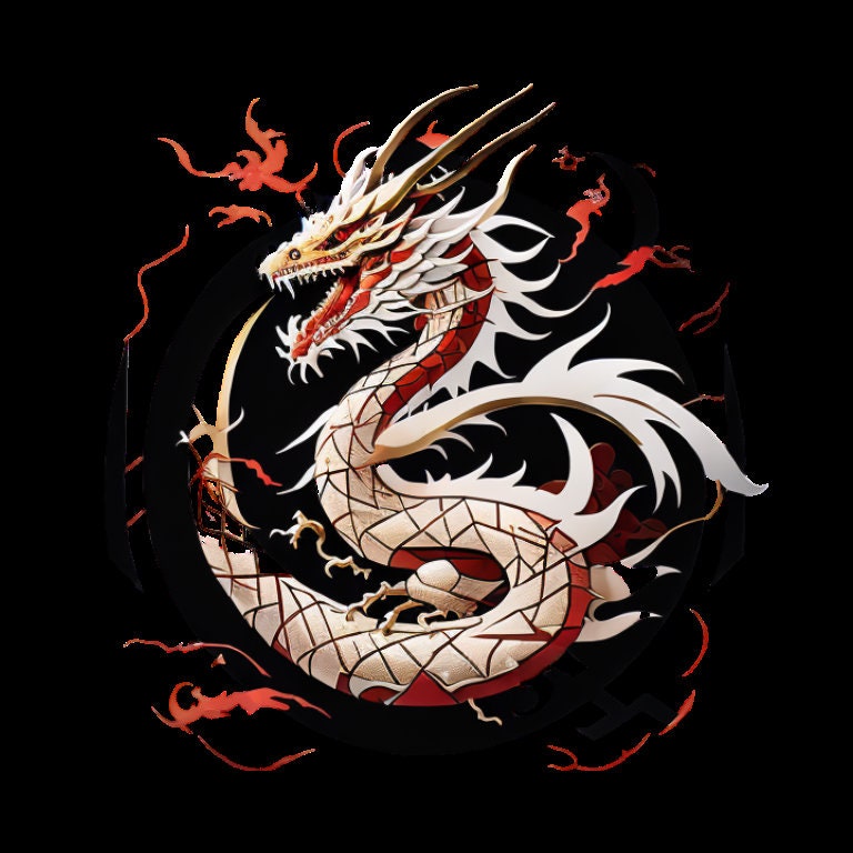 Japanese White Dragon Logo - Etsy