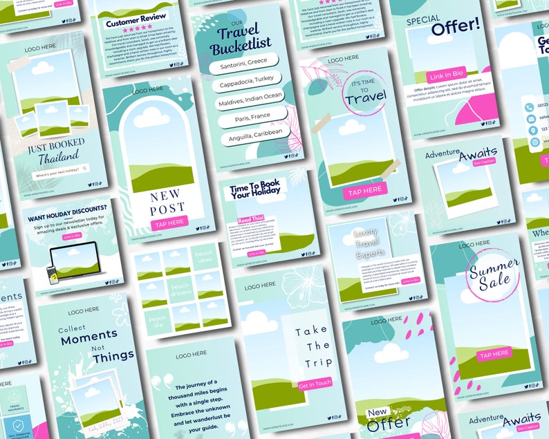 Travel Agent Instagram Template Bundle, Canva Templates for Travel ...