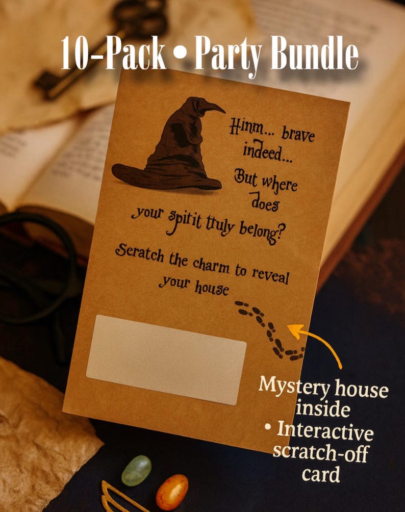 Wizard House Scratch Cards • Magic Reveal Game • Kids Fantasy Party ...