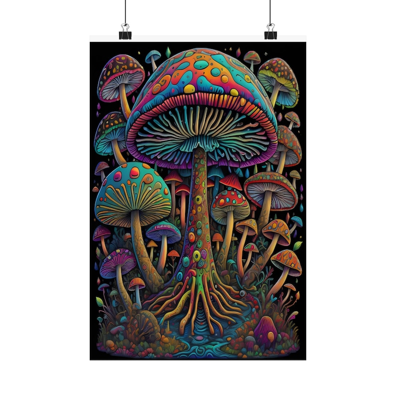Trippy Mushroom Forest Vertical Poster - Etsy
