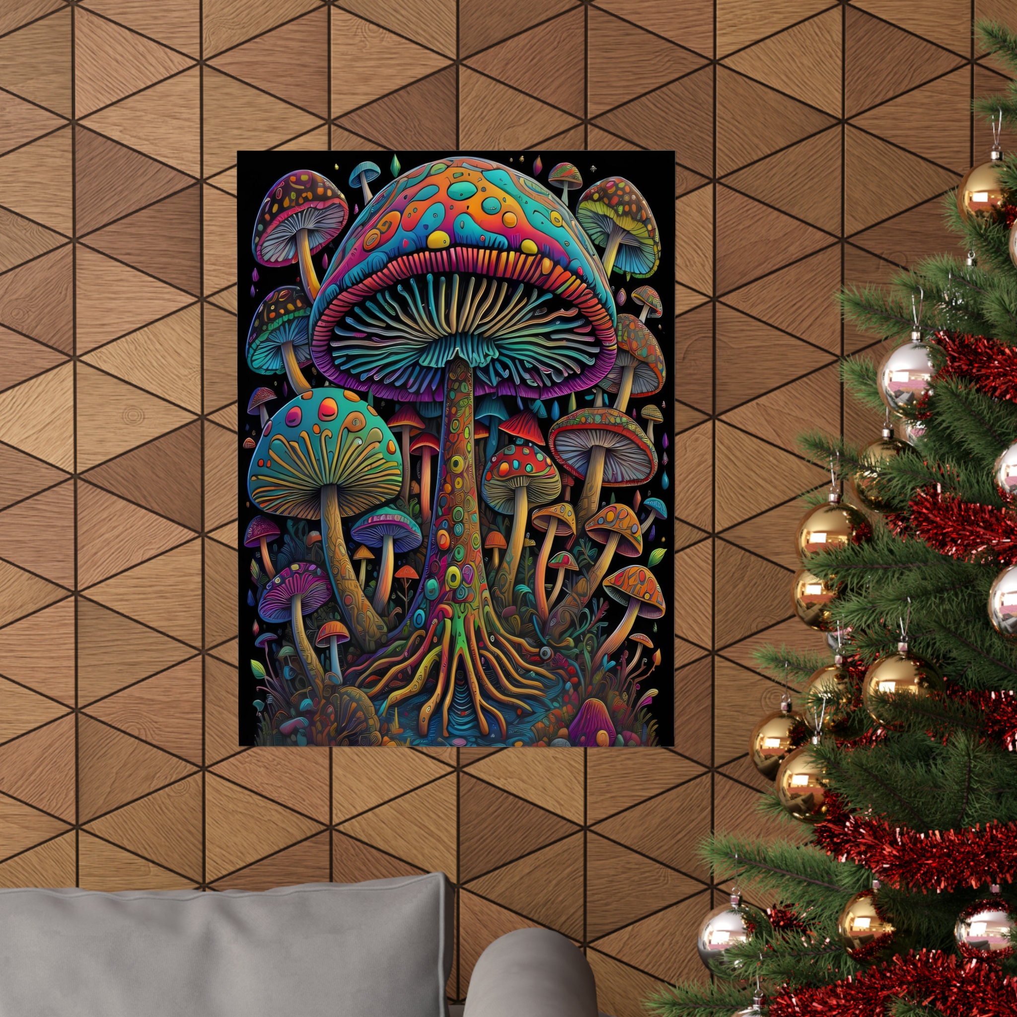 Trippy Mushroom Forest Vertical Poster - Etsy