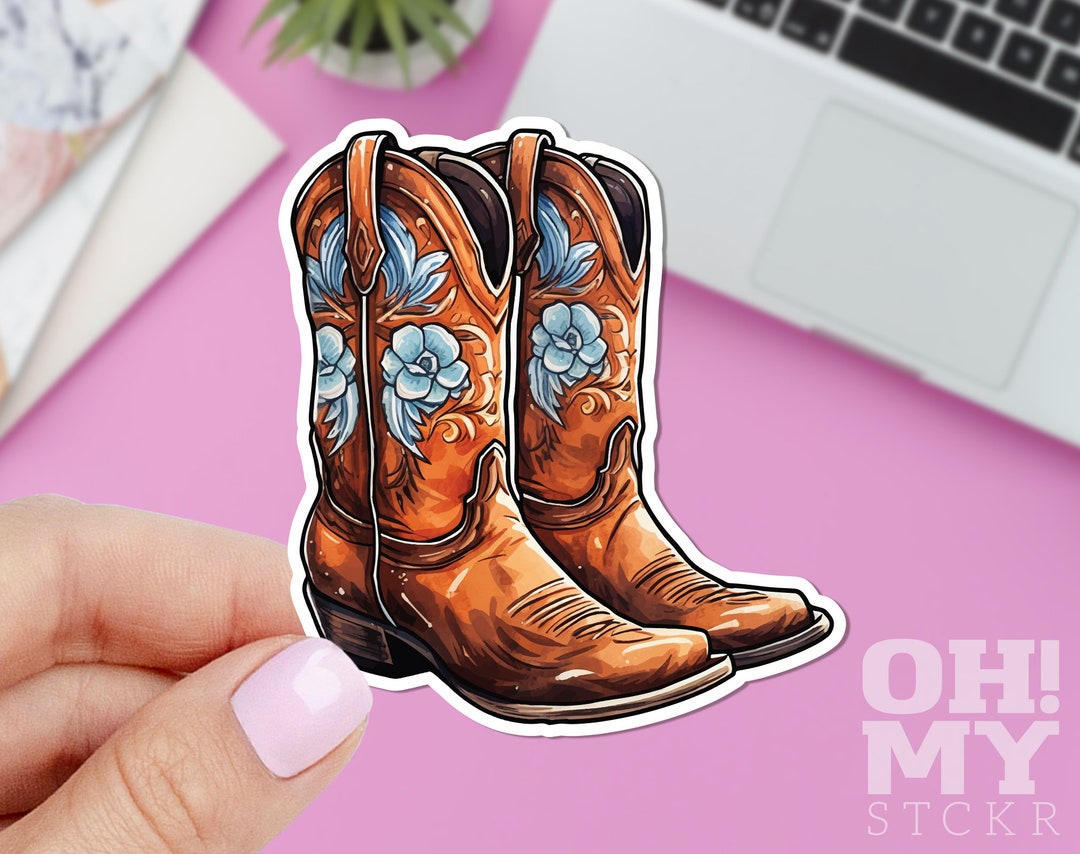 Cowboy Boots Sticker: Western Leather Shoes, Laptop Decal - Etsy