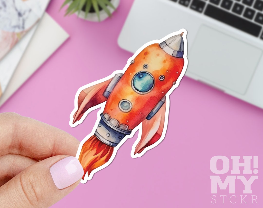 Spaceship Sticker, Spaceman Sticker, Watercolor Sticker, Space Sticker ...