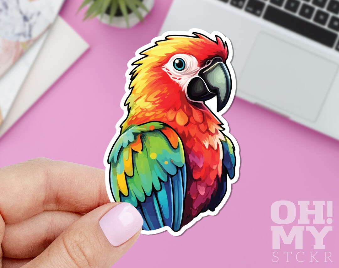 Parrot Sticker, Bird Sticker, Animal Sticker, Colorful Sticker, MacBook ...