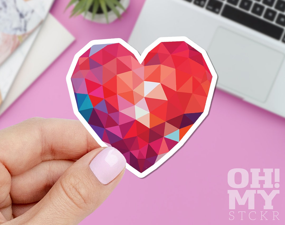 Heart Diamond Sticker, Pixelated Heart Sticker, MacBook Sticker, iPad ...