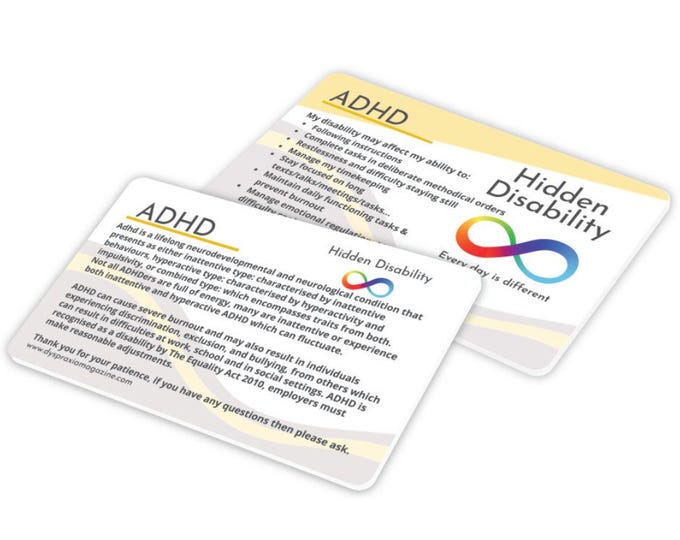 ADHD Card, ADHD Emergency Card, ADHD Medical Card, Attention Deficit ...