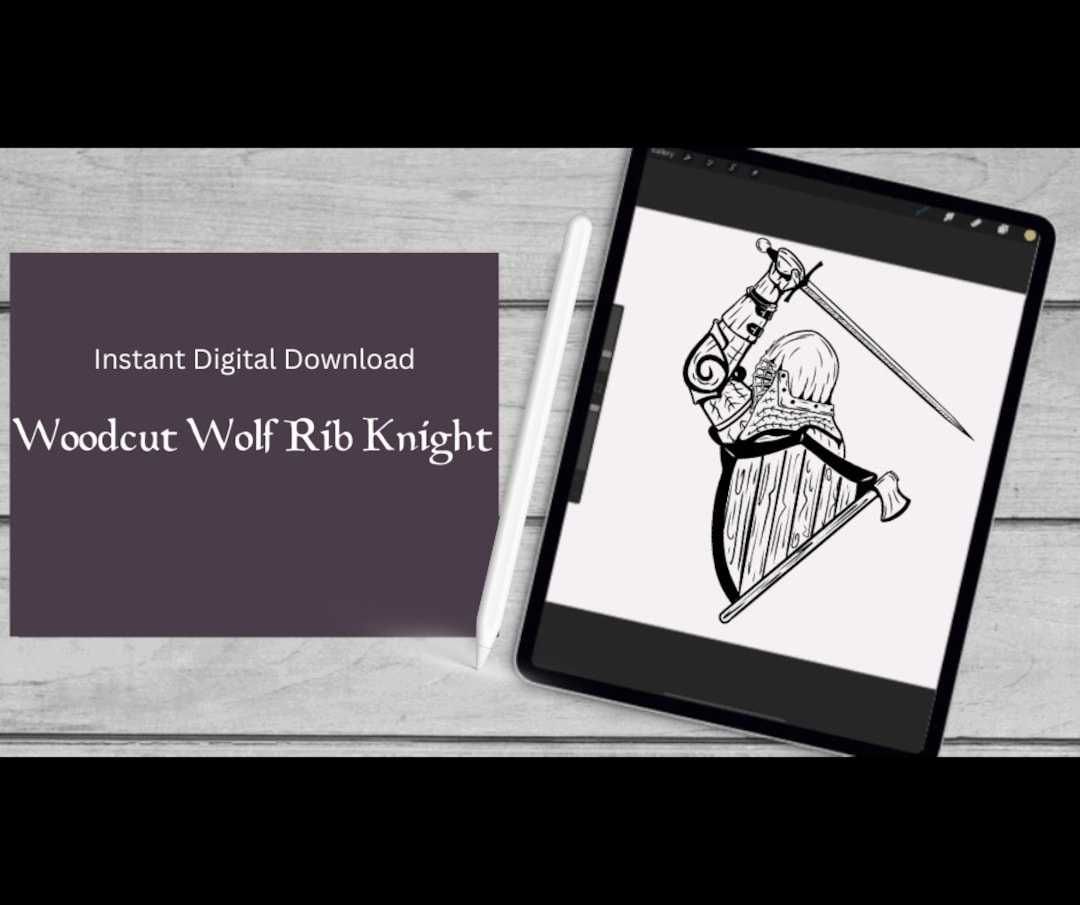 Woodcut Wolf Rib Tattoo Digital File - Etsy