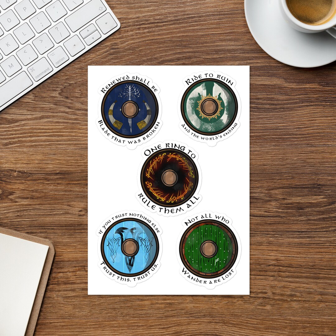 Lord of the Rings Shield Sticker Sheet - Etsy
