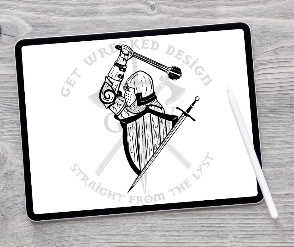 Woodcut Clap Visor Knight Tattoo Digital File - Etsy