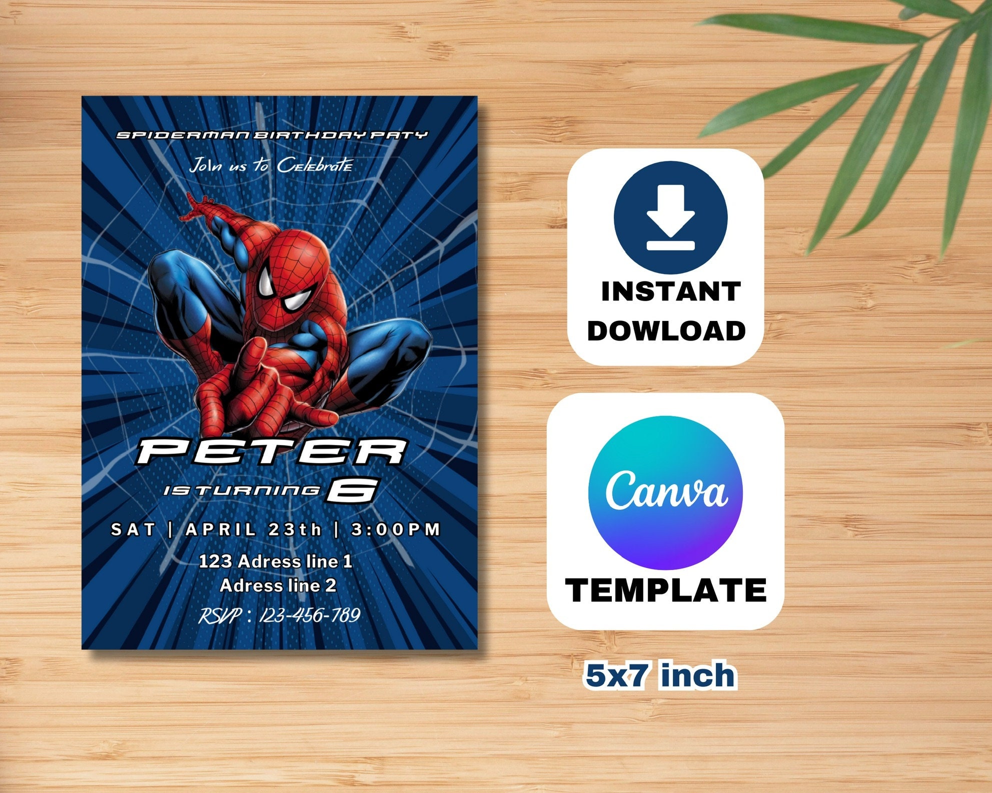 Editable Spiderman Birthday Invitation, Spiderman Kids Party Digital ...