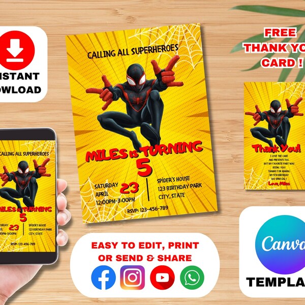 Miles Morales Birthday Invite - Etsy