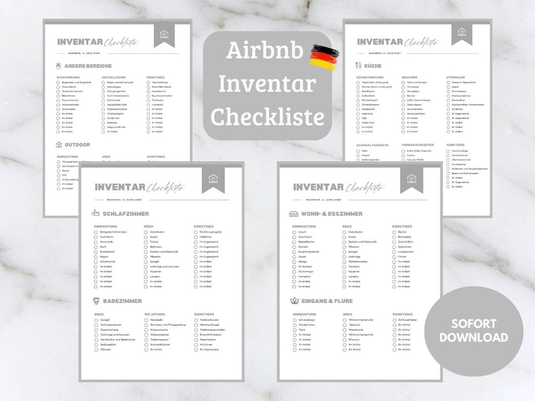 Airbnb Inventory Checklist - Editable Canva Templates - 4 Pages ...
