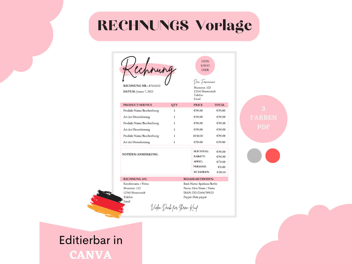 Editable INVOICE Template Small Business Invoice Template Canva ...