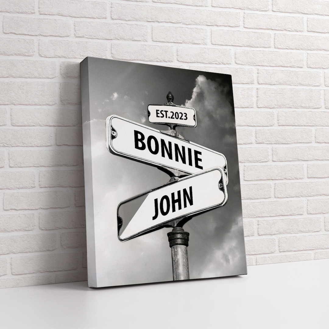 Personalized Name Vintage Street Sign Canvas Wall Art, Custom Name ...