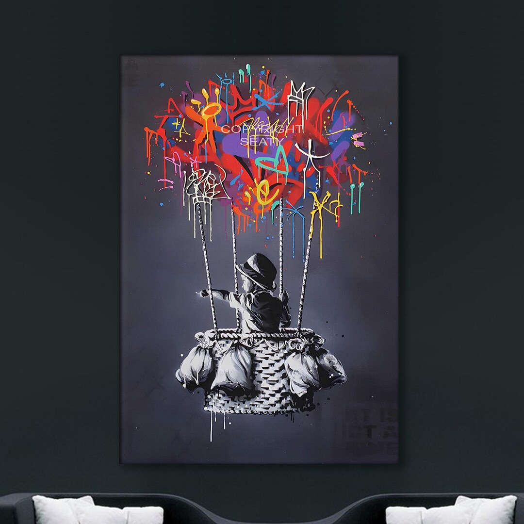 Banksy Balloon Canvas, Balloon Poster, Banksy Rolled Canvas, Trend Wall ...