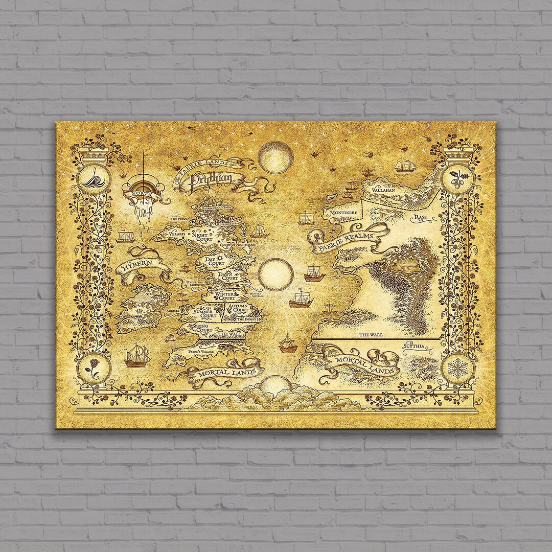 ACOTAR World Map Poster, the Court of Thorns and Roses Series by Sarah ...