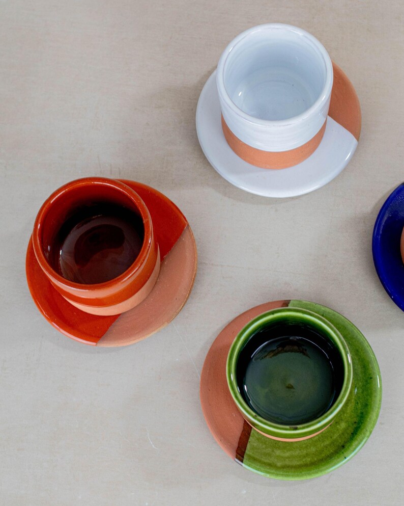 Handmade Moroccan Coffee Cup & Saucer – Ceramic Cortado, Latte or ...