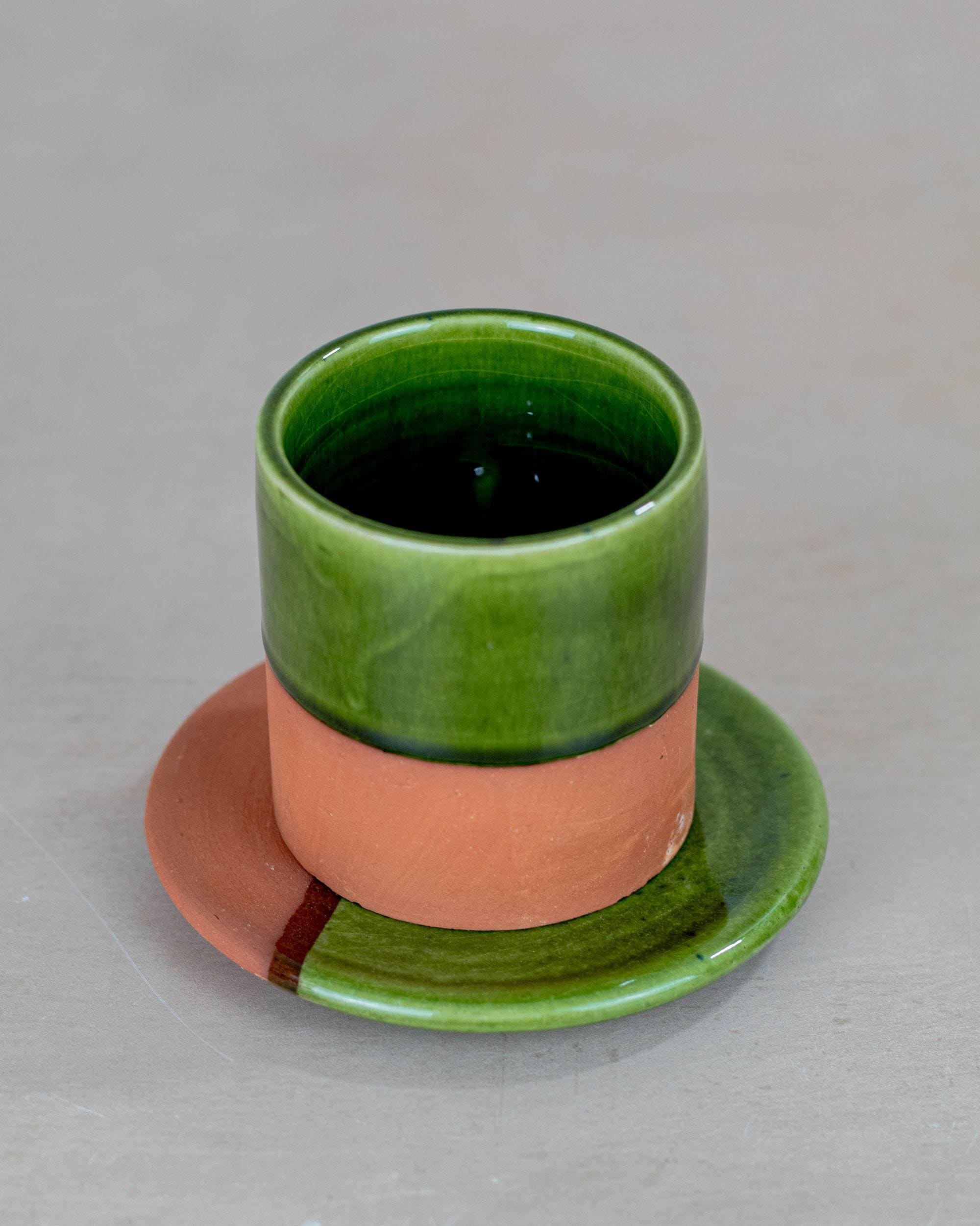 Handmade Moroccan Coffee Cup & Saucer – Ceramic Cortado, Latte or ...