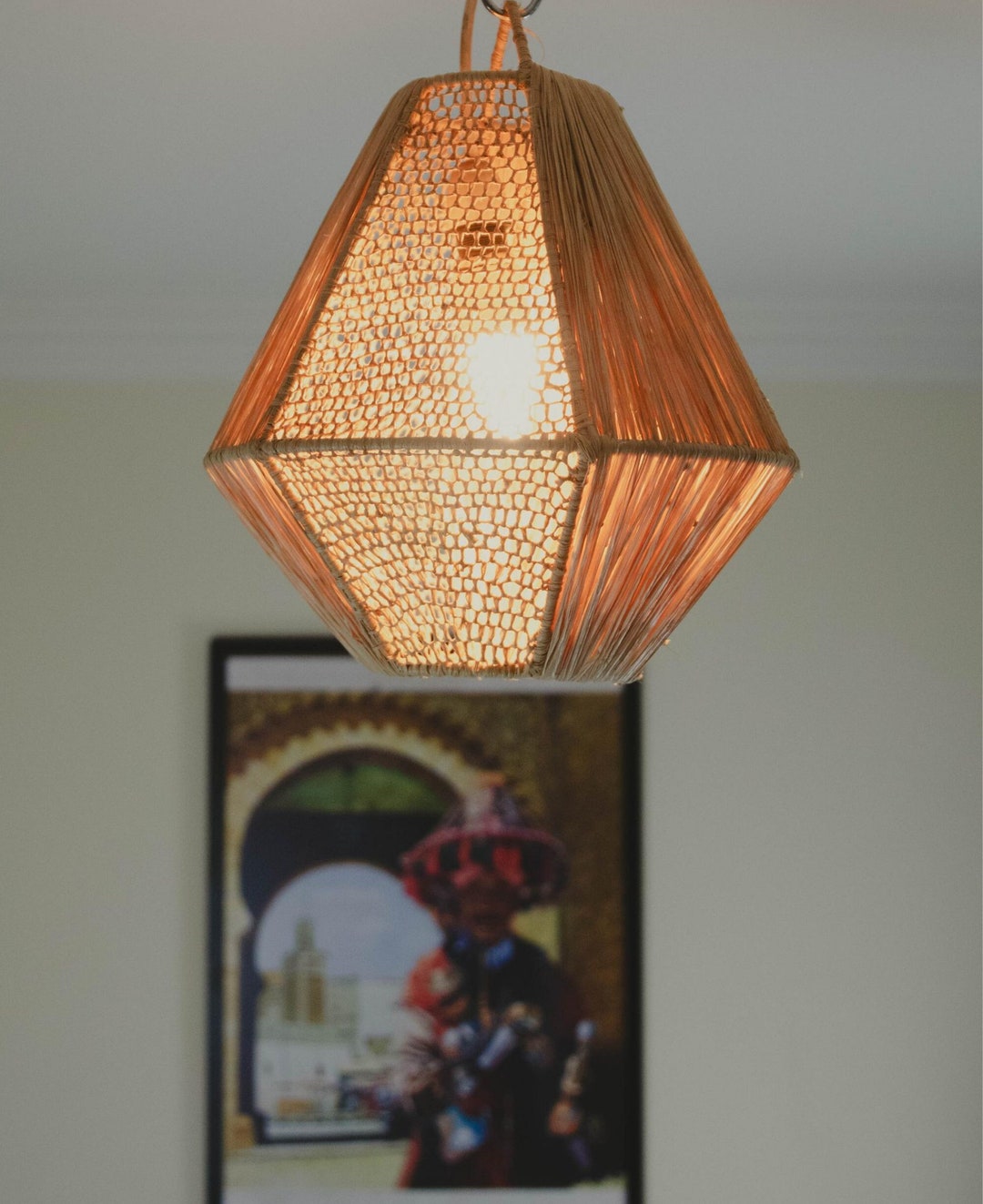 Natural Raffia Pendant Light Raffia Ceiling Light Moroccan Ceiling ...
